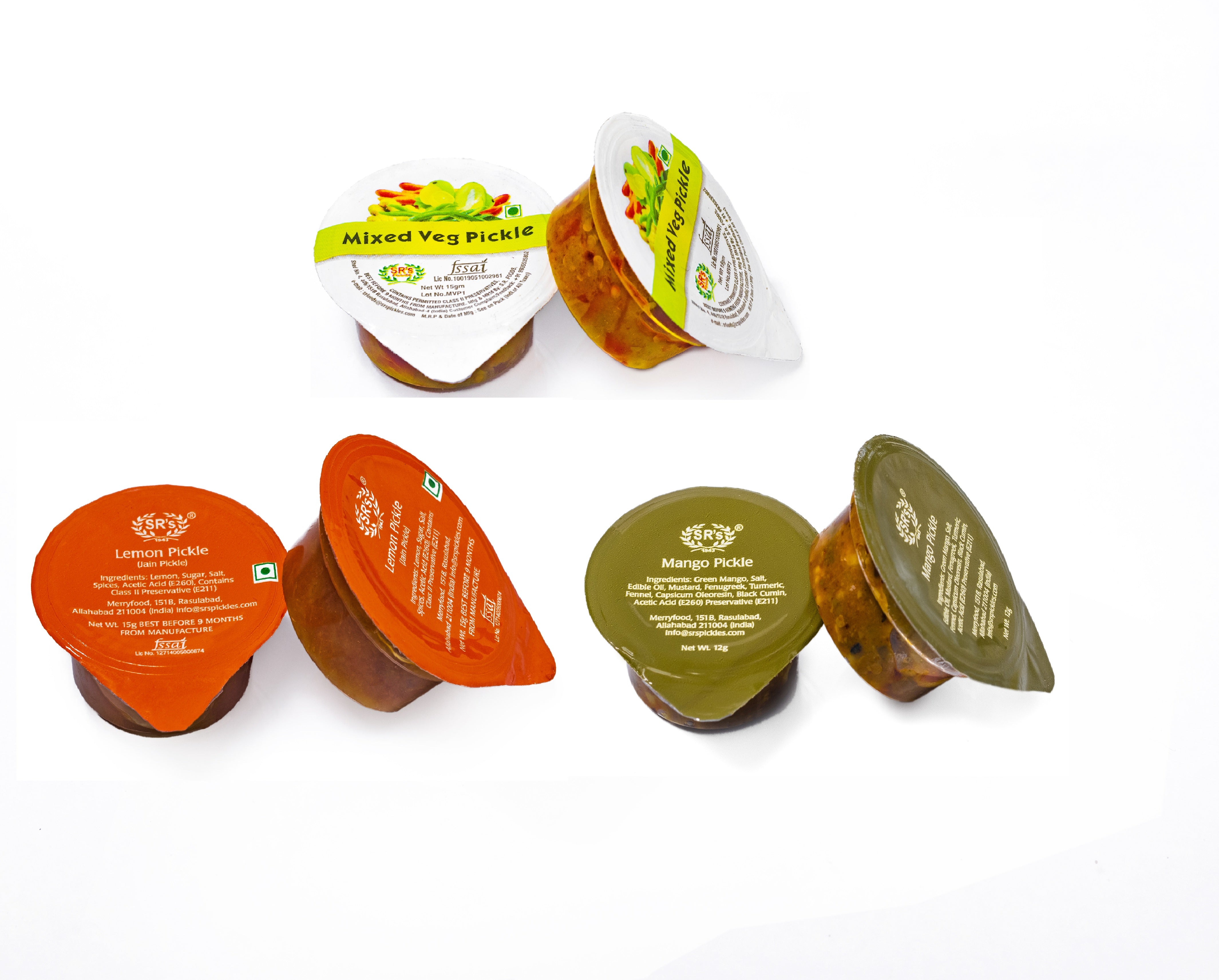 DELICASIA (SR's) ASSORTED (MIX, MANGO & LEMON SWEET) PICKLE 15 gm CHOTU ...